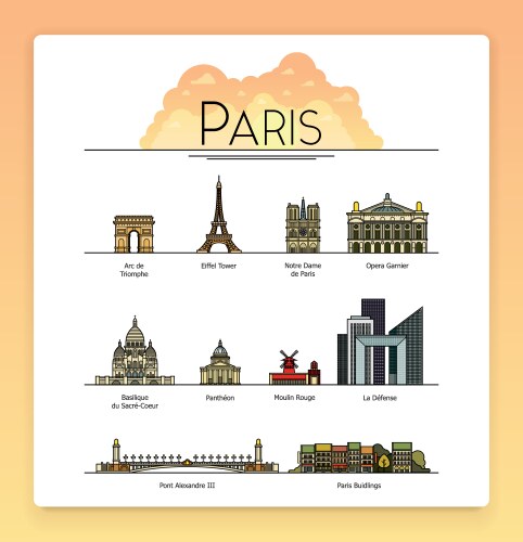 Cartoon france sights banners Royalty Free Vector Image
