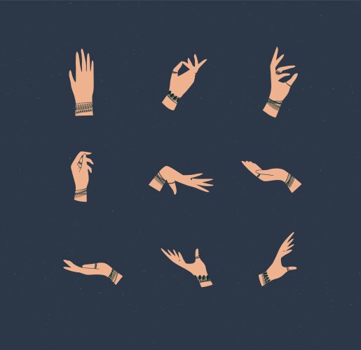Curvy hand positions Royalty Free Vector Image
