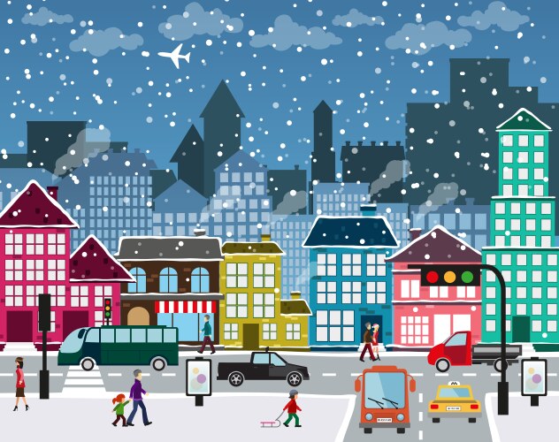 Winter town Royalty Free Vector Image - VectorStock