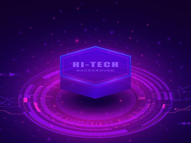 Neon hexagon background hi-tech design Royalty Free Vector