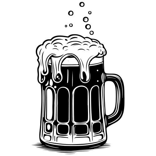 Cartoon beer drawing realistic hand line Vector Image