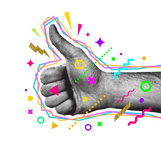 Hand making thumbs-up gesture in continuous line Vector Image
