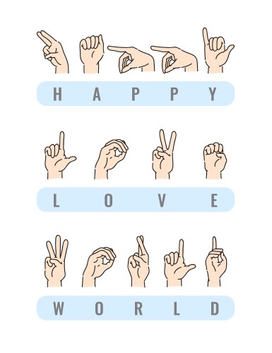 Deaf mute sign language character gesture Vector Image