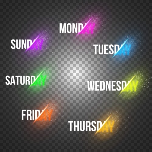 Calendar week days with explosion effect Vector Image