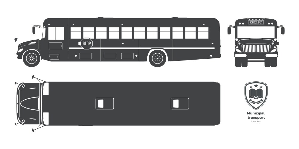 Isolated school bus drawing outline blueprint Vector Image