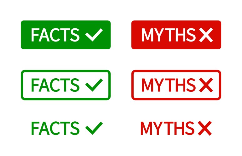 Myths vs facts sign or stamp Royalty Free Vector Image