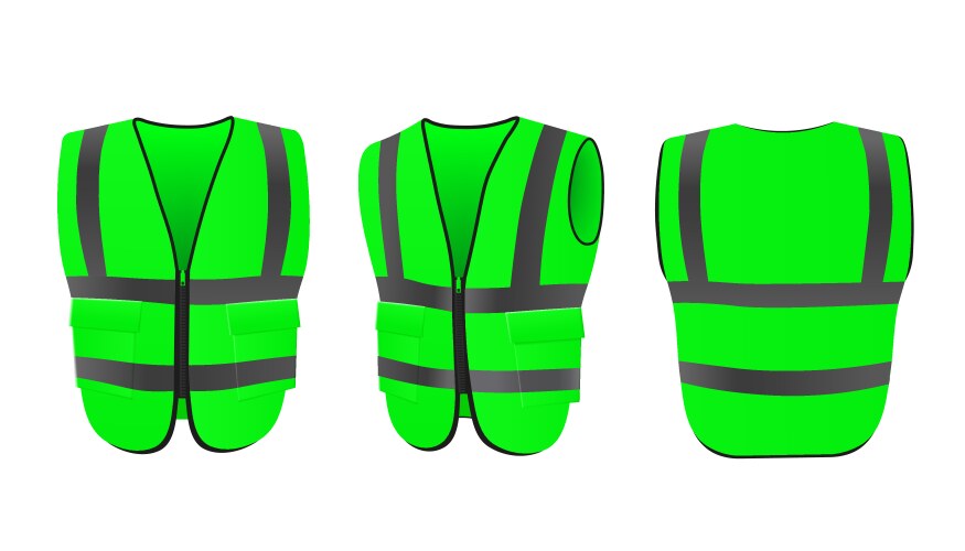 Safety vest in back with visible fluorescent Vector Image