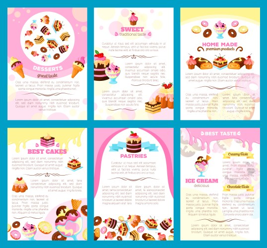 Sweets and desserts posters set Royalty Free Vector Image