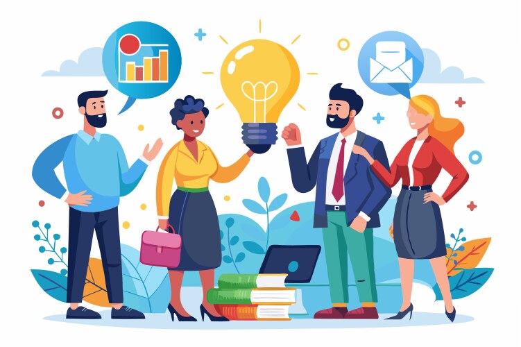 Digital business launch team collaboration Vector Image