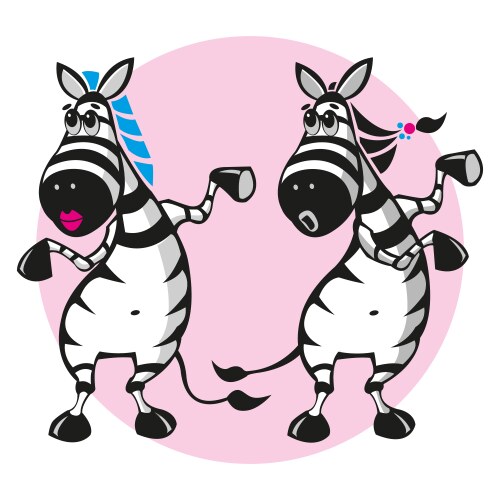 Zebra cheerful dancing cartoon character Vector Image