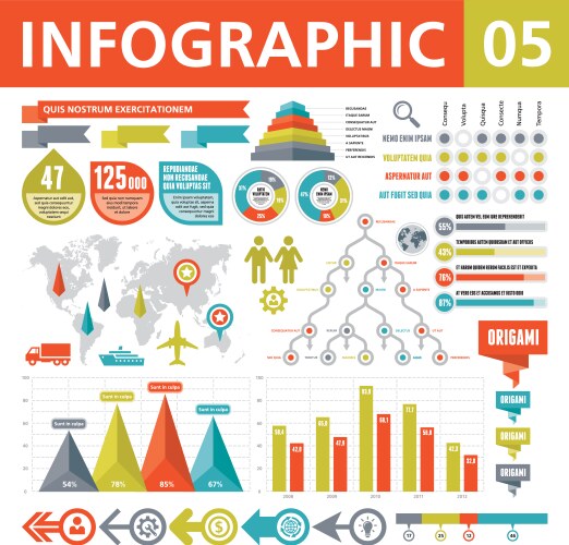 Retro color infographics elements Royalty Free Vector Image