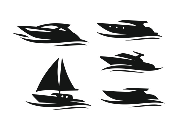 Line set of ships and boats Royalty Free Vector Image