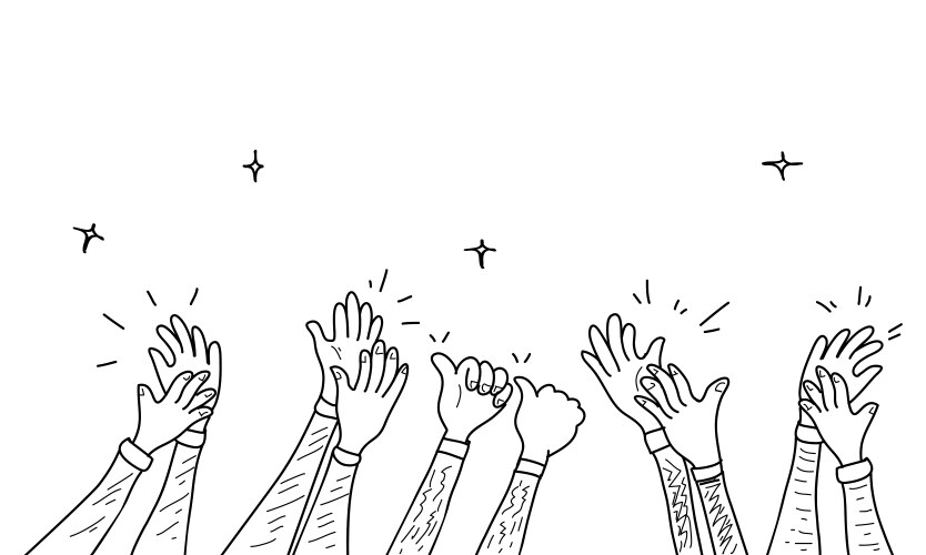 Hand drawn of hands clapping ovation applause Vector Image