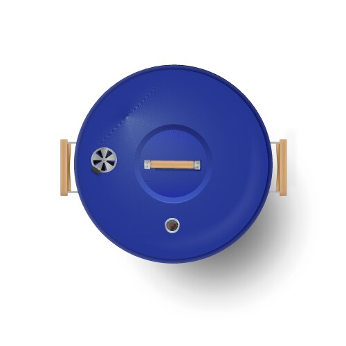 Round blue open barbecue grill top view realistic Vector Image