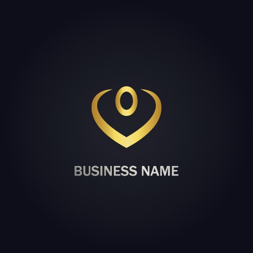 Happy man winner gold logo Royalty Free Vector Image
