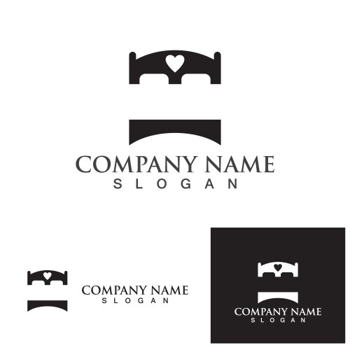 Simple black bed logo design inspiration Vector Image