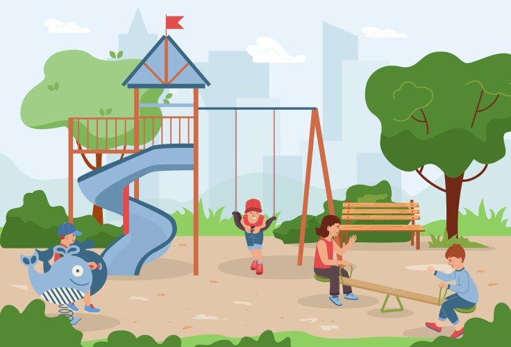Kids playground flat style set of design elements Vector Image