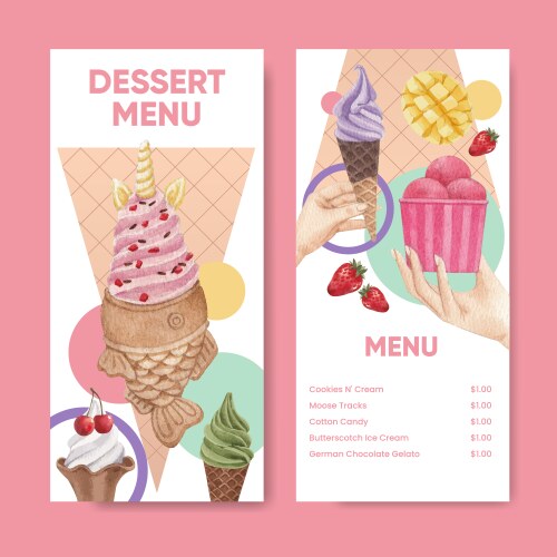 Menu template with ice cream flavor Royalty Free Vector