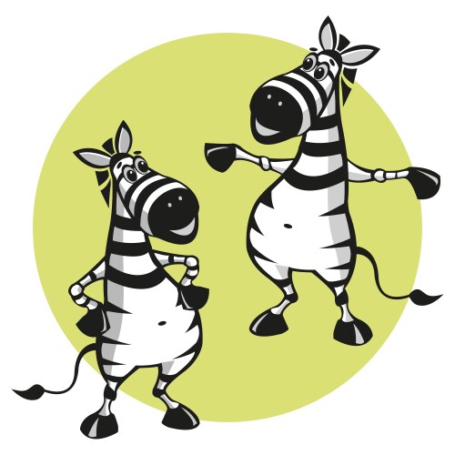 Zebra cheerful dancing cartoon character Vector Image