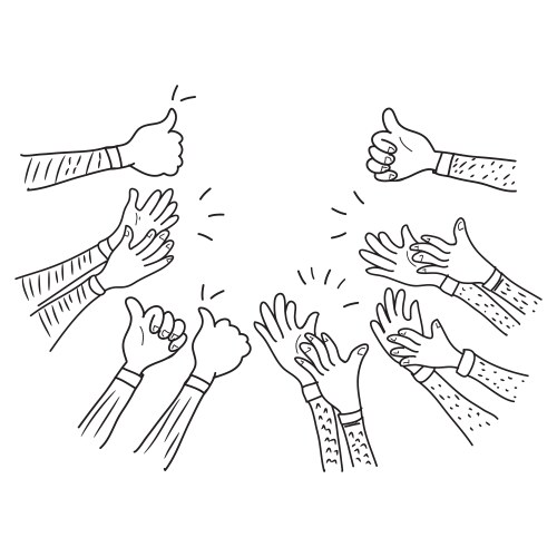 Hand drawn of hands clapping ovation applause Vector Image