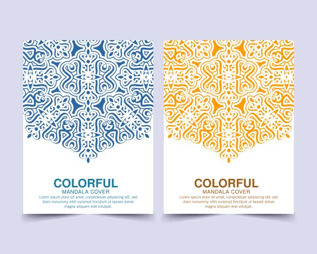 Colorful mandala cover design template Royalty Free Vector