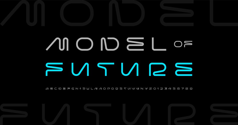 Technical font digital tech alphabet Royalty Free Vector