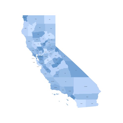 Administrative map of california ca Royalty Free Vector