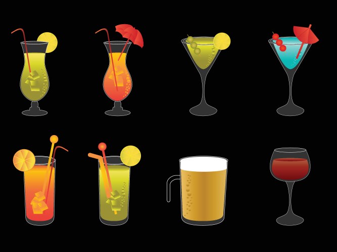 Cocktails drinks four icons Royalty Free Vector Image