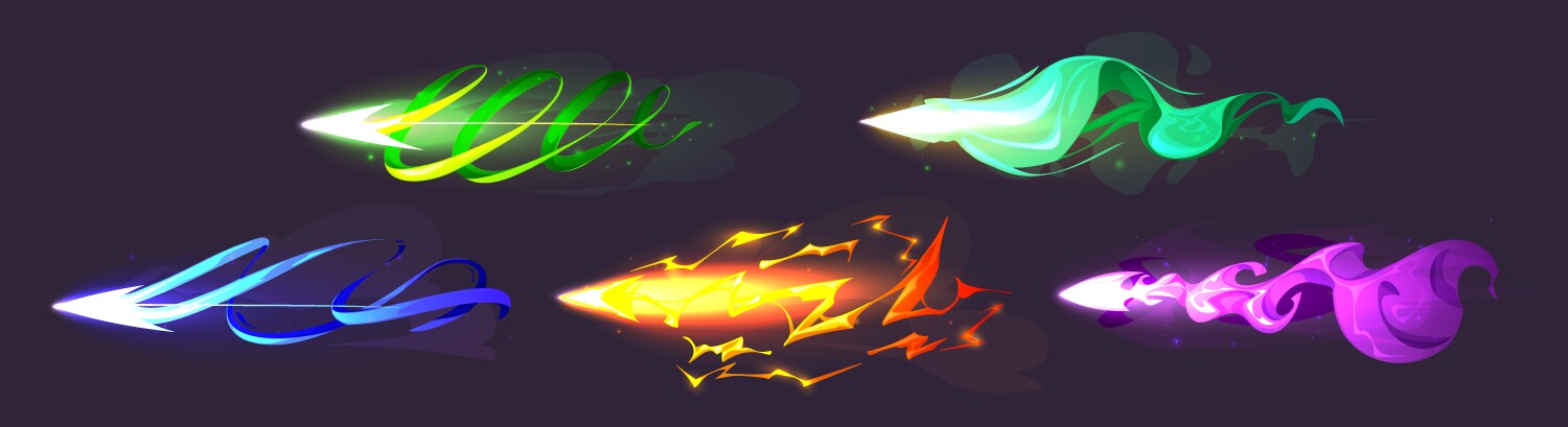 Missile arrow trail vfx magic spell game effect Vector Image