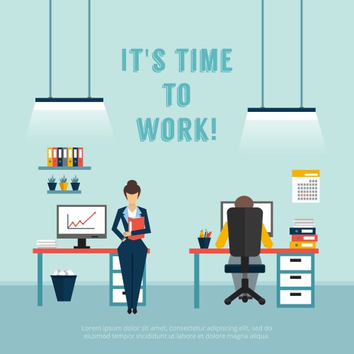 Office paperwork deadline cartoon poster Vector Image