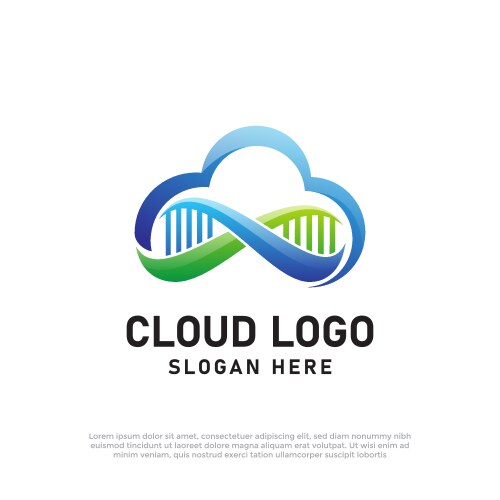 Cloud inspect logo silhouette Royalty Free Vector Image
