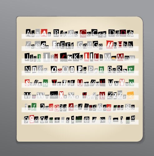 Ransom note 3- cut paper letters numbers Vector Image