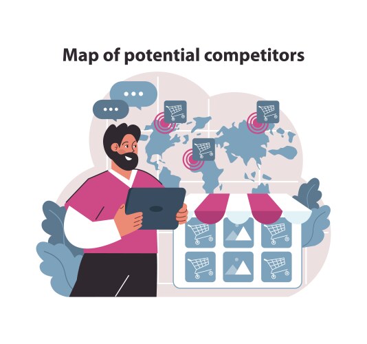 Competitor feedback study concept Royalty Free Vector Image