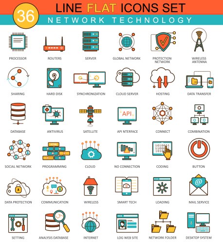 Information technology solid icon set Royalty Free Vector
