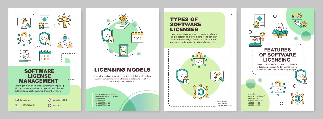 Software licenses types blue and yellow brochure Vector Image