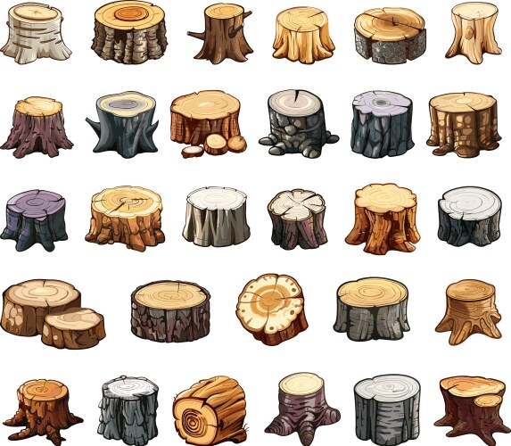 Wooden stump icon cartoon tree cut lumber symbol Vector Image