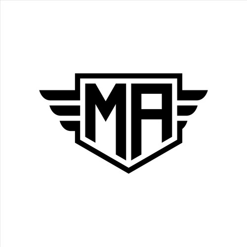MA Initial Shield Logo with Wing – Royalty-Free Vector | VectorStock