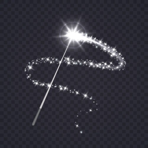 Magic wand with magical violet sparkle trail Vector Image