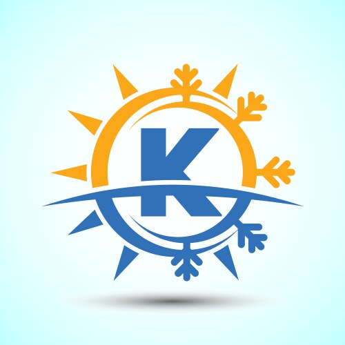 Initial alphabet q with abstract sun and snow air Vector Image