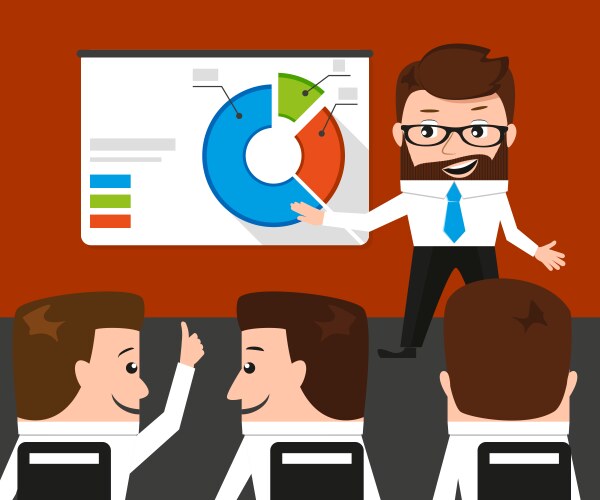 Businessman cartoon presenting Royalty Free Vector Image