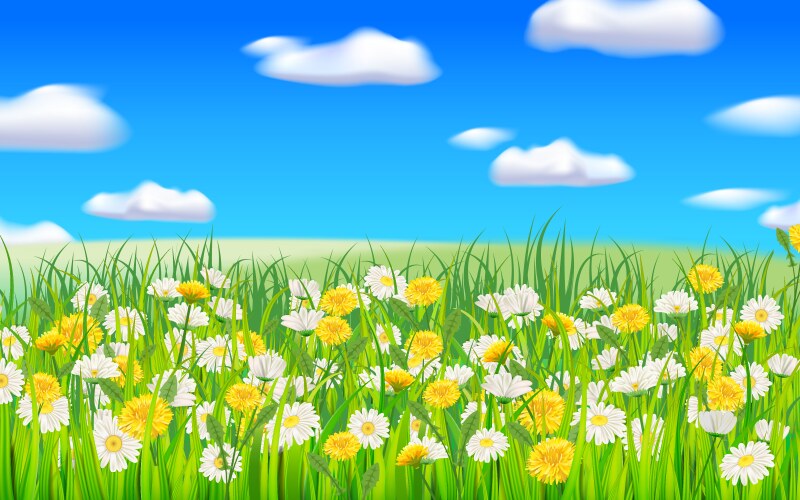 Cartoon spring landscape Royalty Free Vector Image