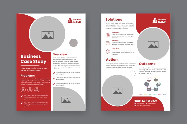 Business case study layout flyer Royalty Free Vector Image