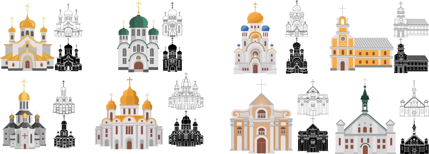 Churches of different religions Royalty Free Vector Image