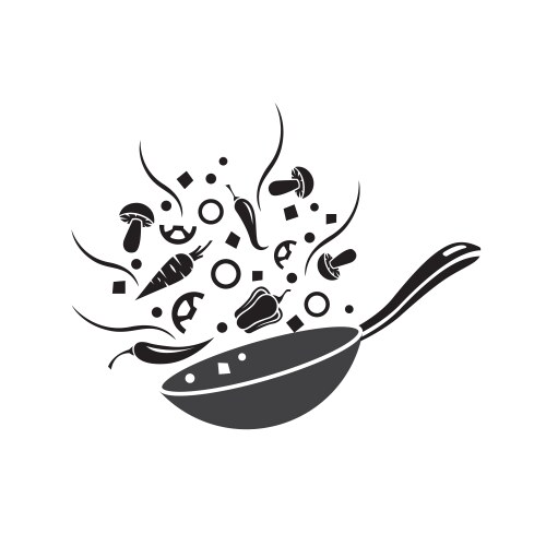 Cooking process on pan Royalty Free Vector Image