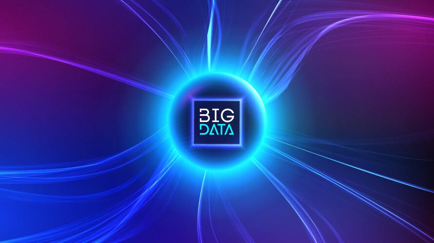 Big data collection virtual flow of database Vector Image