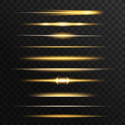 Gold glowing lines with stars set shining line Vector Image