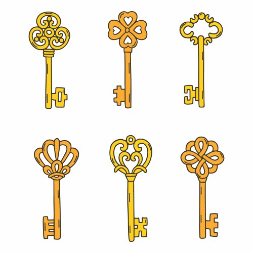 Vintage keys realistic set Royalty Free Vector Image