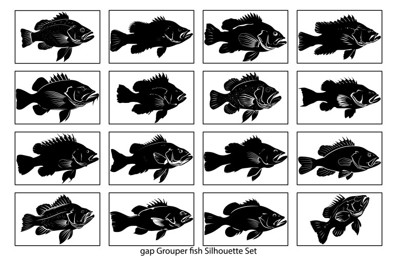 Grouper fish logo template silhouette Royalty Free Vector