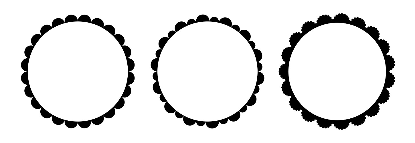 Circle and square scalloped frames edge Royalty Free Vector
