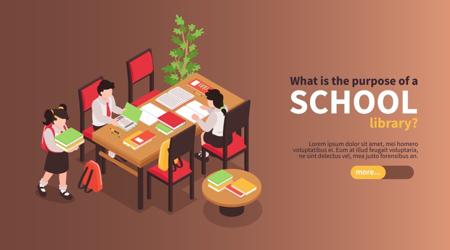 School library horizontal banner Royalty Free Vector Image